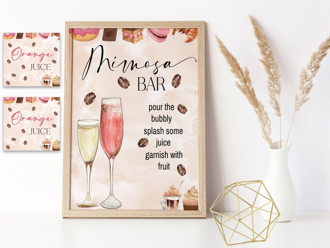Editable Baby Shower Mimosa Bar Sign & Juice Tag A Baby is Sweetly ...