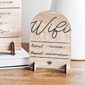 Personalised Oak Home Wifi Sign, Password Plaque, Wooden Internet Sign ...