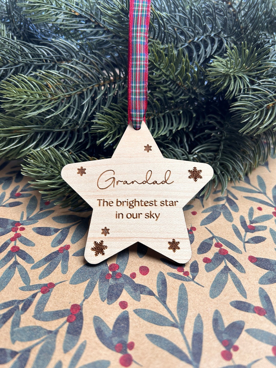 Grandad Memorial Bauble, Brightest Star Bauble, Memorial Christmas ...