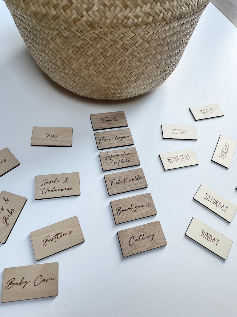 Oak Storage Tags, Wooden Name Tag, Trofast Labels, Personalised Storage ...