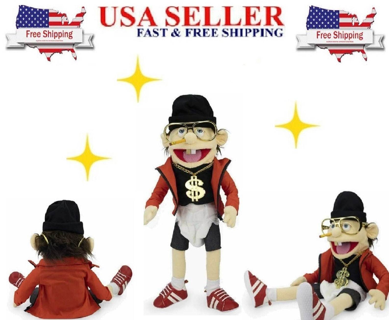 Rapper jeffy puppet Original Authentic Super Mario Logan | Etsy