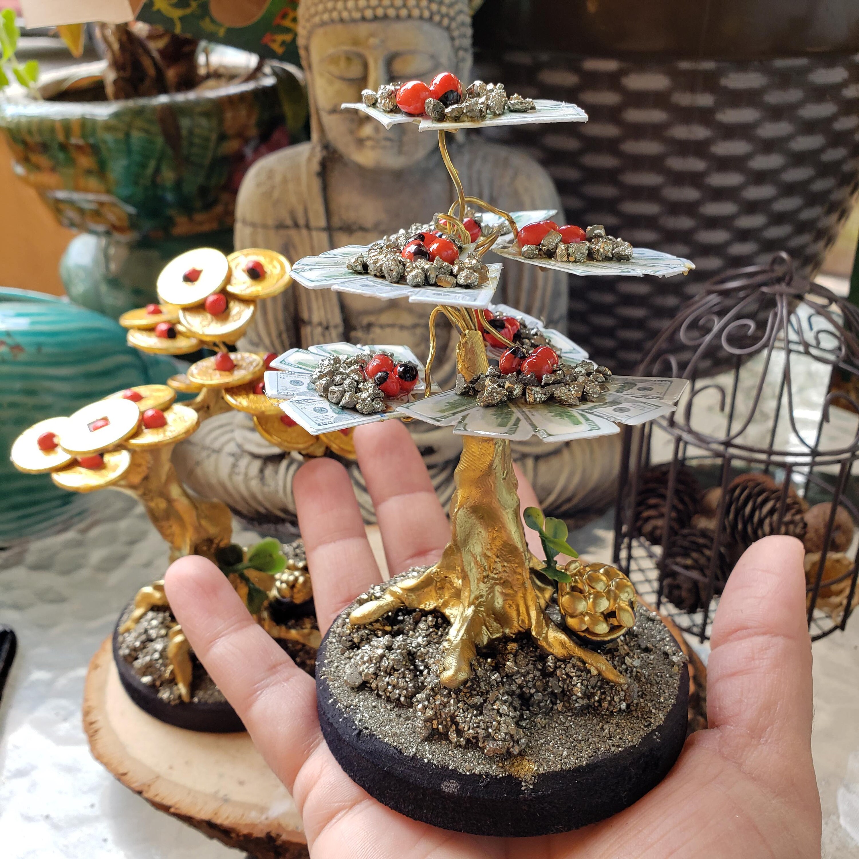 Money Tree Coins Tree Dollar Bills Tree / Fortune Tree - Etsy