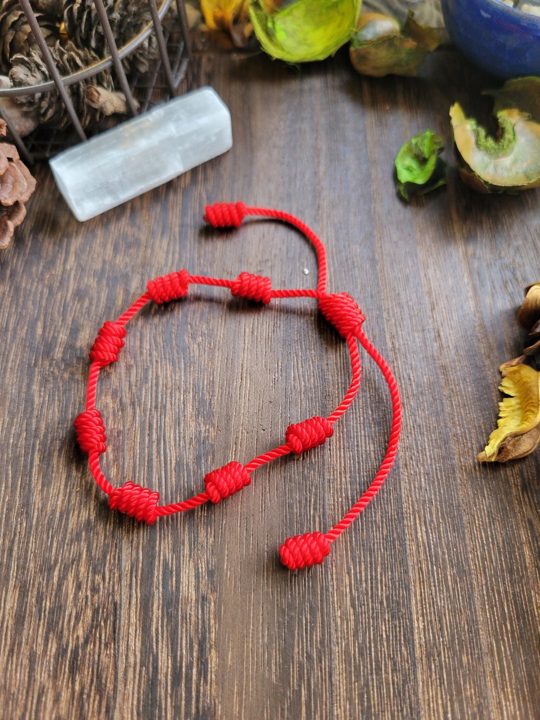 7 Knot Bracelet - Adjustable Red String Bracelet for Protection Luck ...