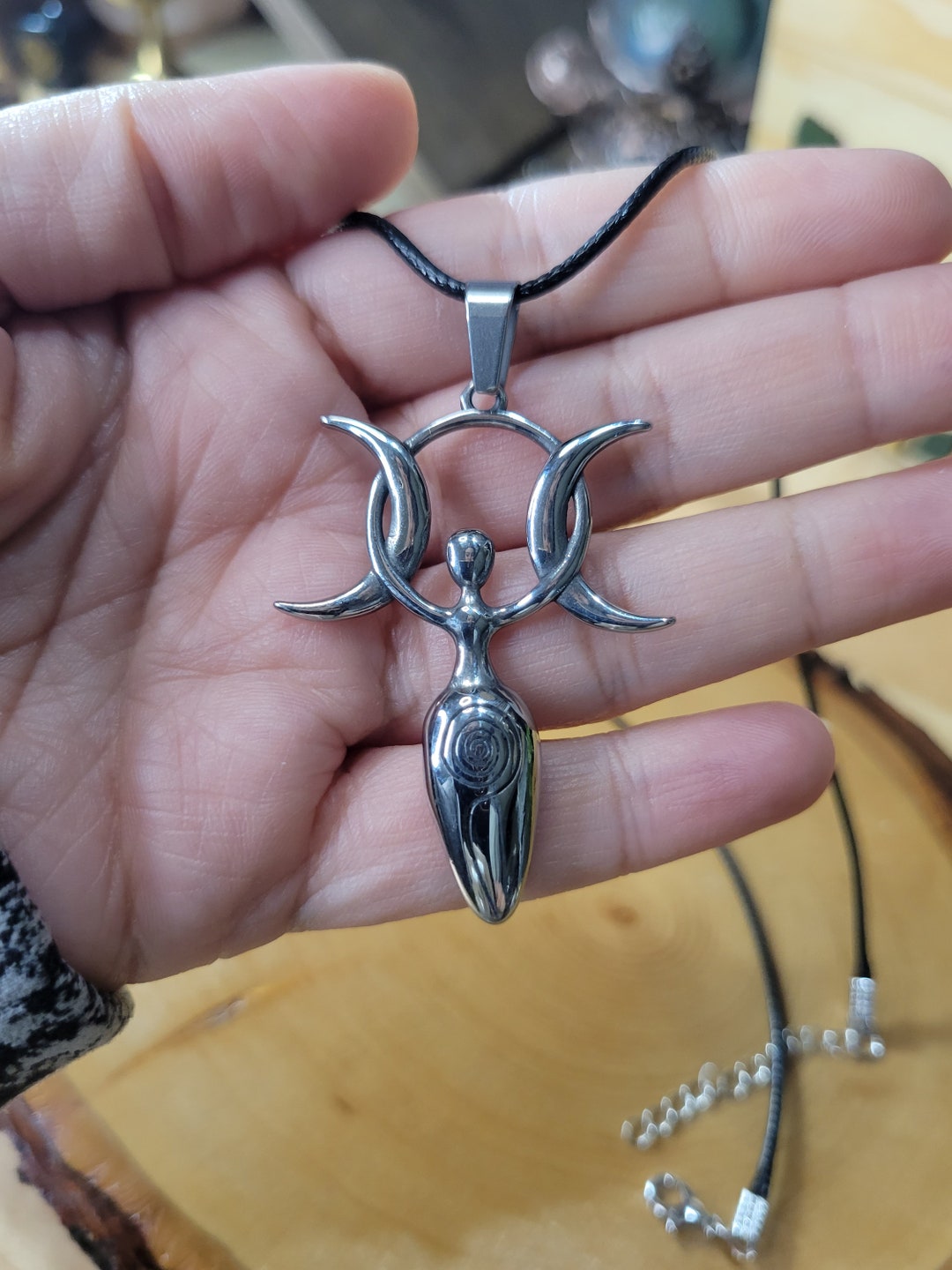 Triple Moon Goddess Big Pendant Necklace, Goddess Necklace, Moon ...