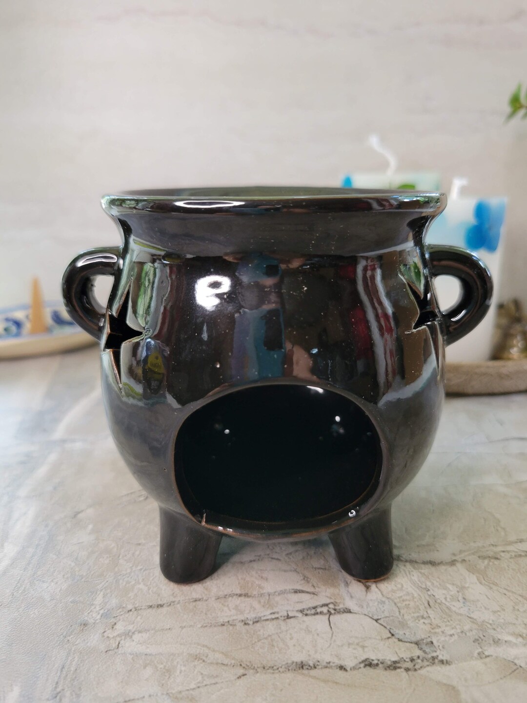 Ceramic Cauldron Oil Burner , Wax Warmer, Metaphysical Décor, Handmade ...