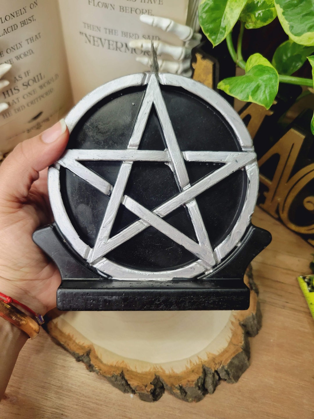 Big Pentagram Candle, Black and Gold Pentagram Candle Silver, and Black ...