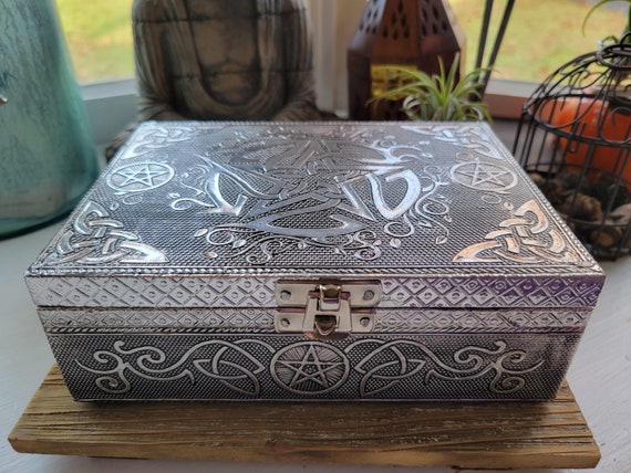 Jewelry Boxes Pentagram Carved Metal over Wood 4.75 x 6.75 Box with ...