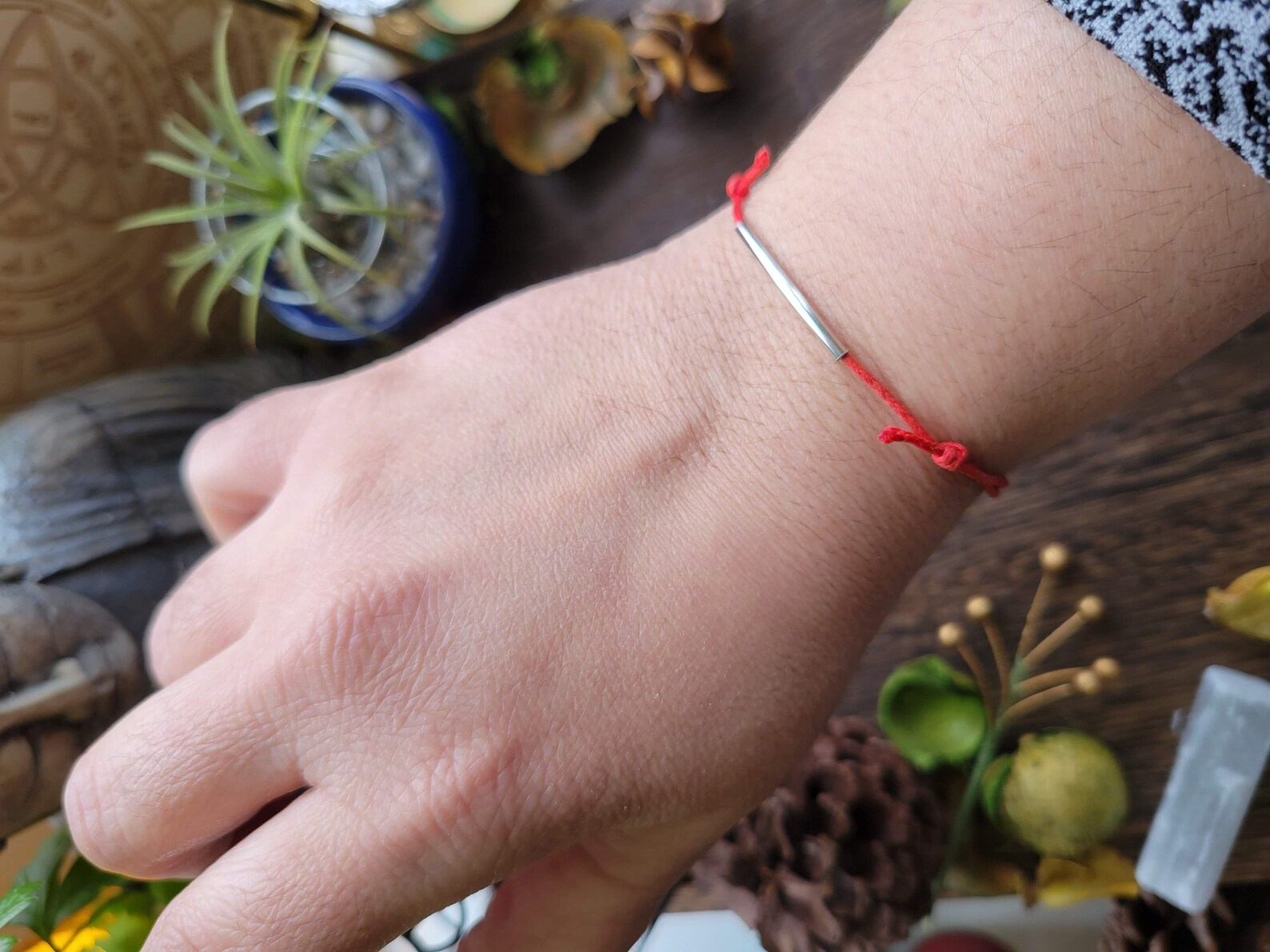 Red String Bracelets With Brass Tube Beads - Etsy
