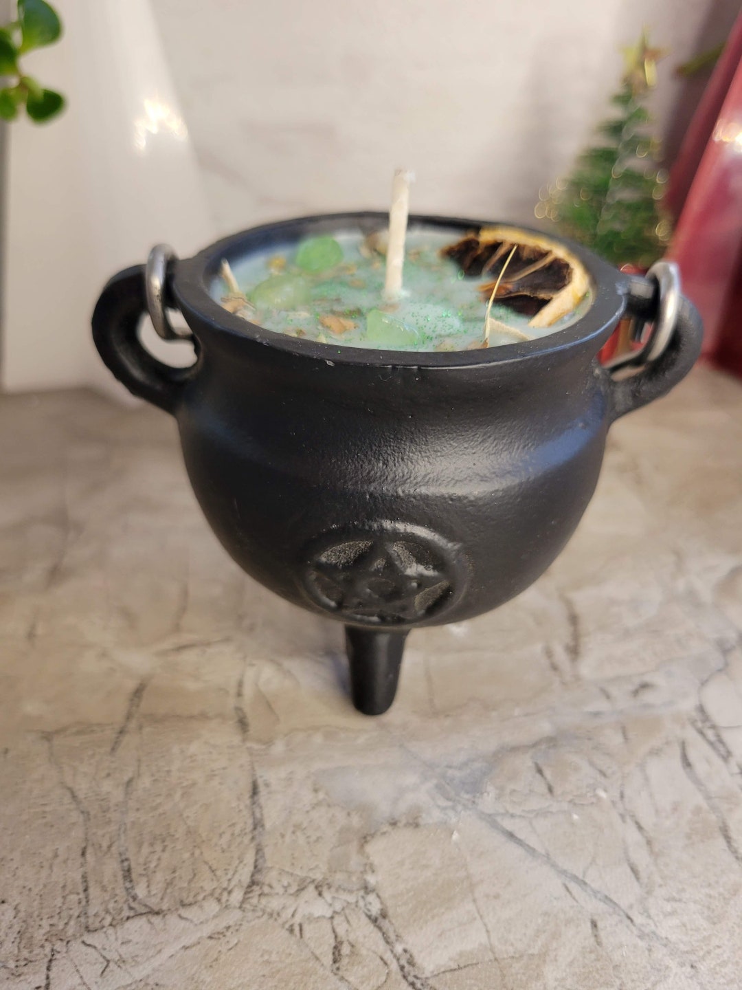 Pentacle Cauldron Soy Candle Intention Candle Sage and Citrus Candle - Etsy