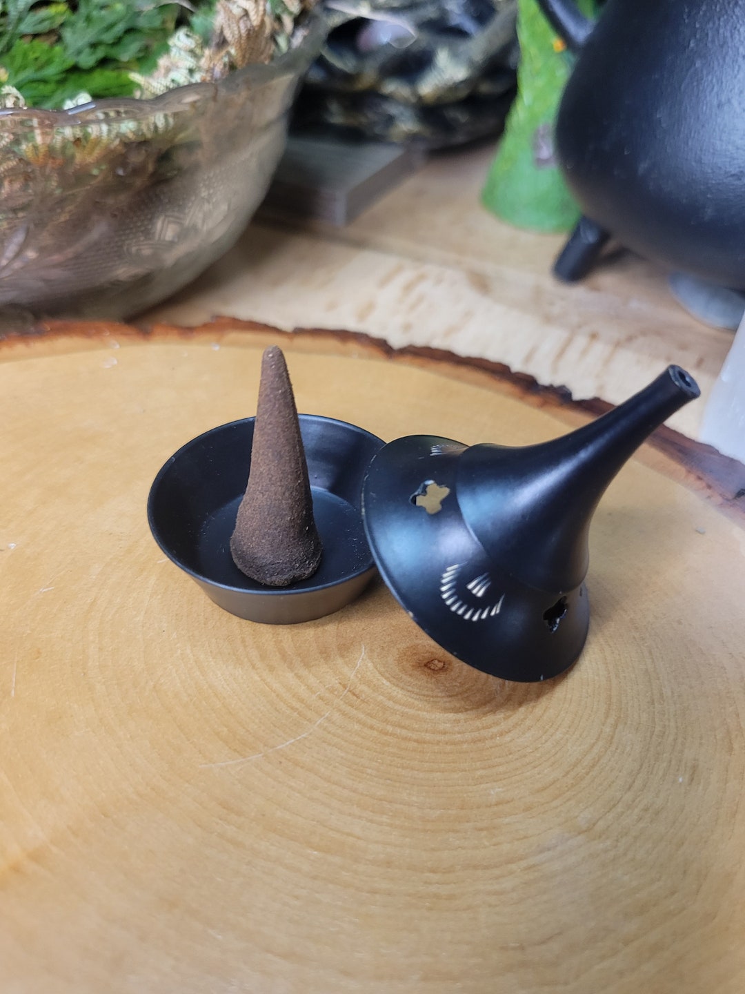 Black Small Incense Cone Burner, Small Metal Incense Holder, Gift for ...