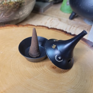 Black Small Incense Cone Burner, Small Metal Incense Holder, Gift for ...