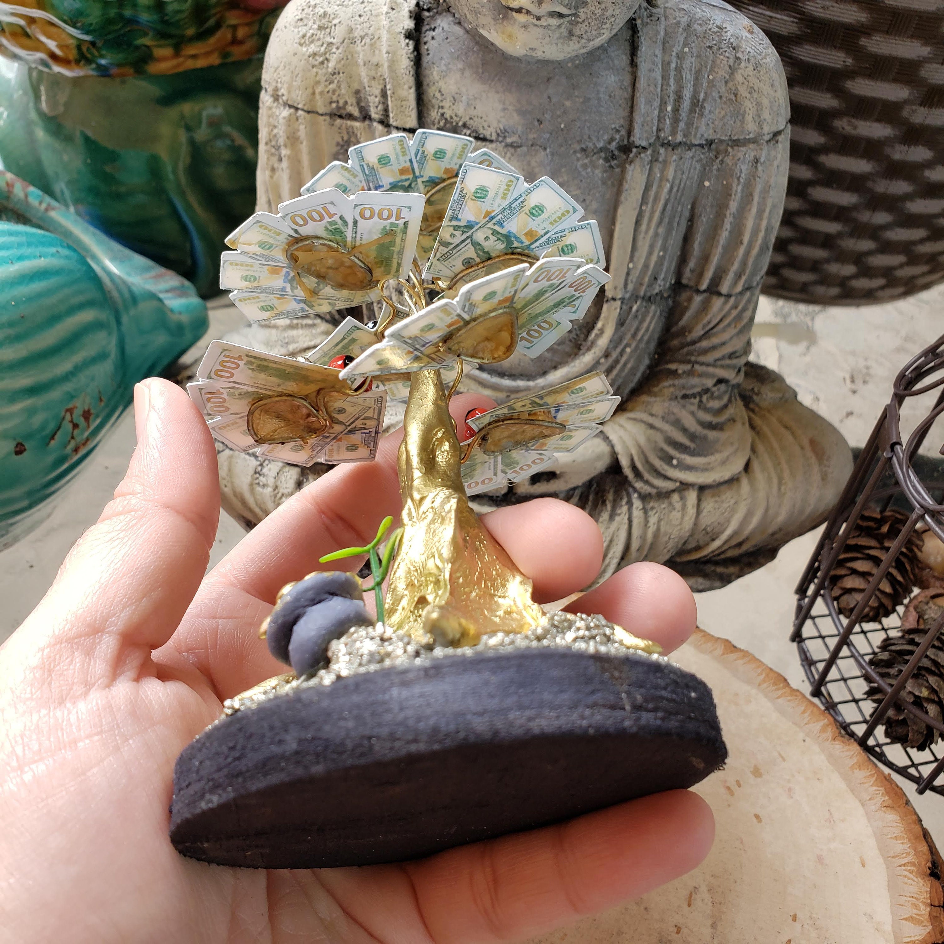 Money Tree Coins Tree Dollar Bills Tree / Fortune Tree - Etsy