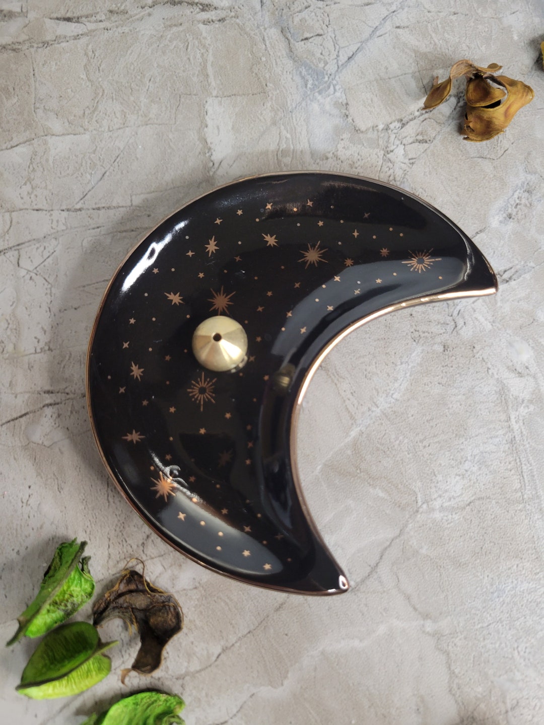 Moon Plate Ceramic Incense Burner Moon and Stars Plate Altar Decoration ...
