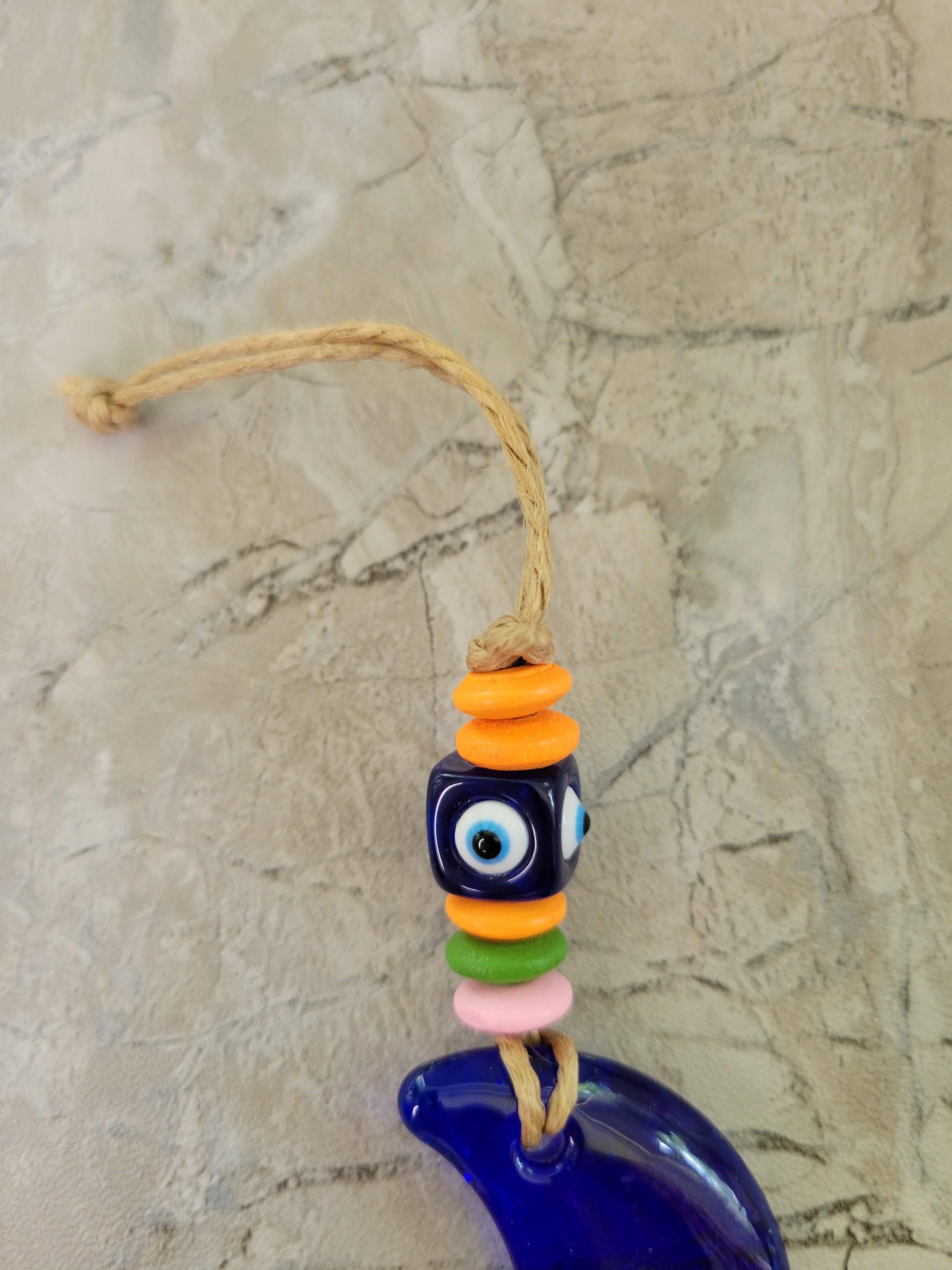Evil Eye Talisman Hemp Rope W/ Beads Crescent Moon - Etsy