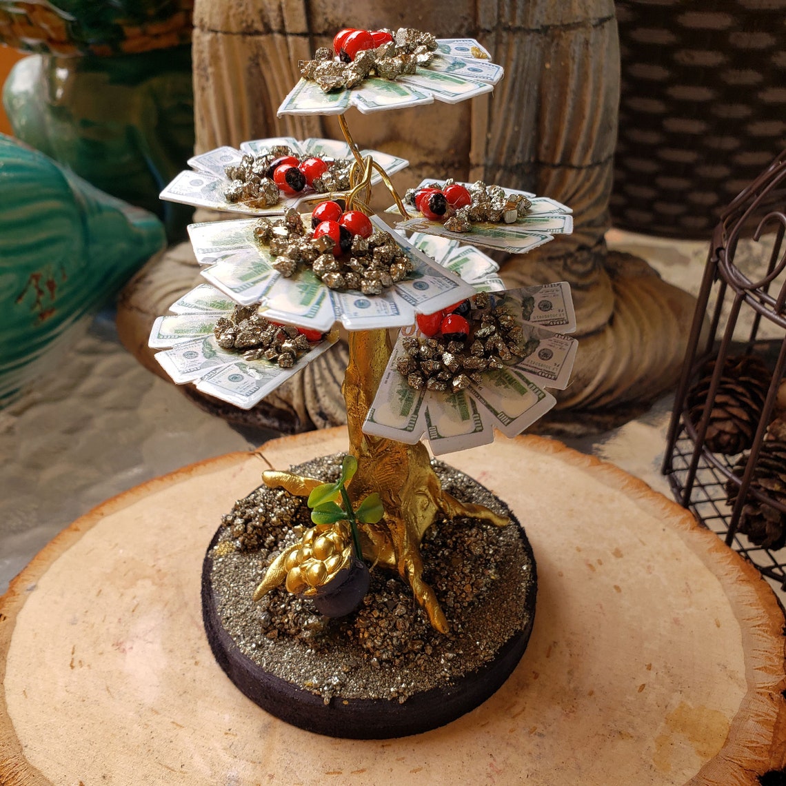 Money Tree Coins Tree Dollar Bills Tree / Fortune Tree - Etsy