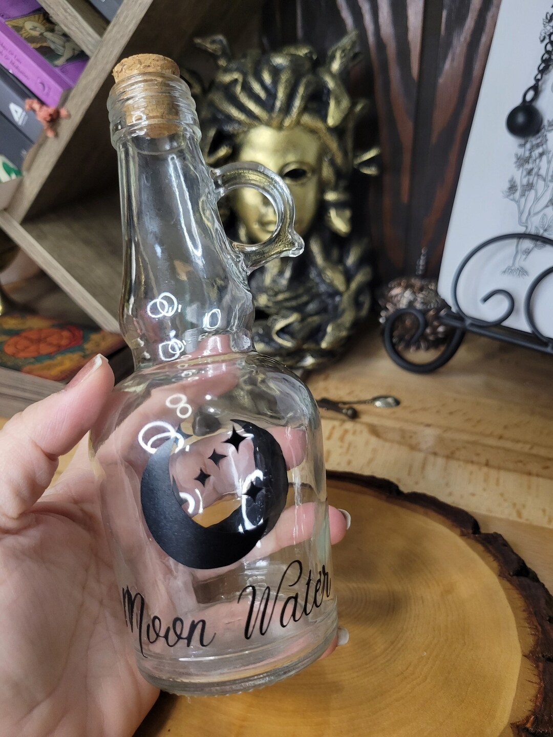 Moon Water Bottle, Moon Jar With Cork, Glass Moon Decorated, Spell ...