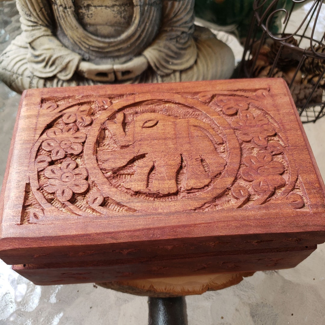 Wood Box, Tarot Box, Runes, Crystals, Witch Altar, Elephant Box - Etsy