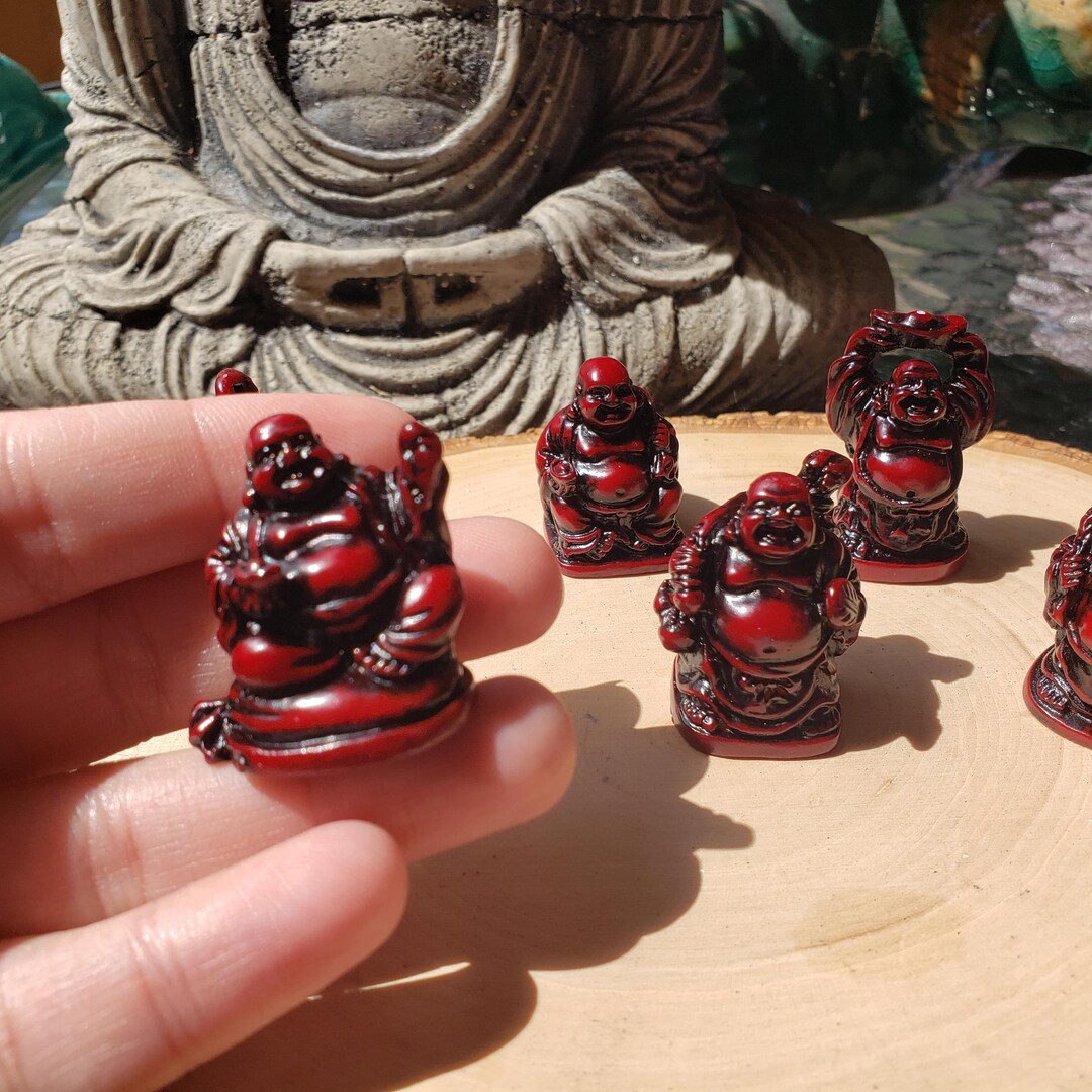 Red Laughing Buddha Figurines, Lucky Home Decor, Altar Set of 6 - Etsy