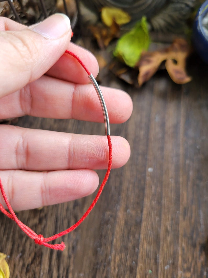 Red String Bracelets With Brass Tube Beads - Etsy