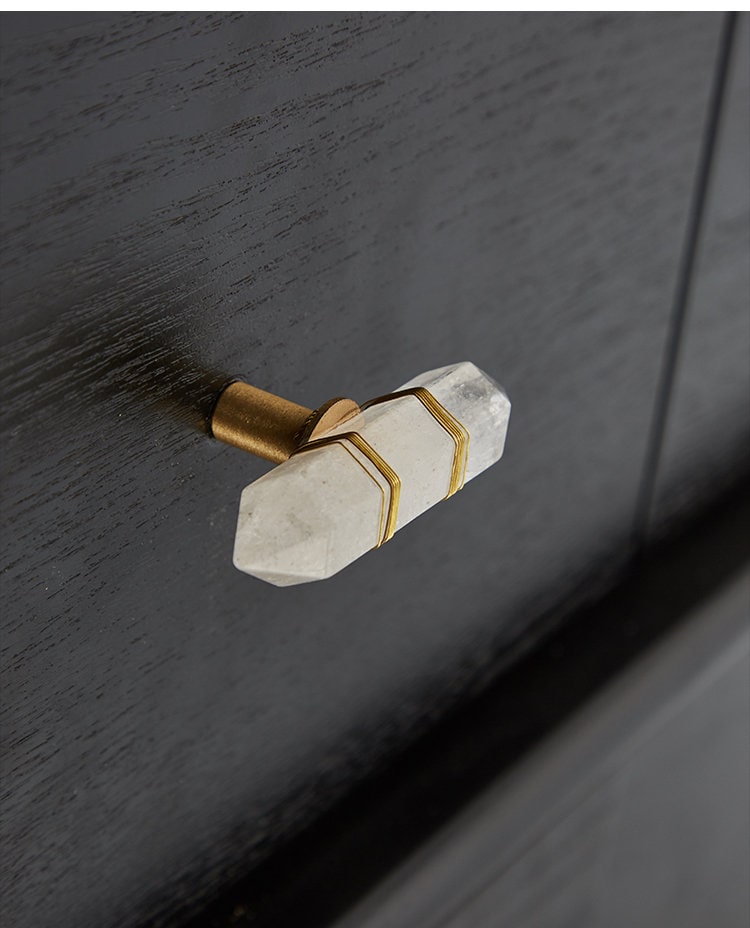 Rose & Snow Quartz Crystal Modern Cabinet Pull Knob Handle - Etsy