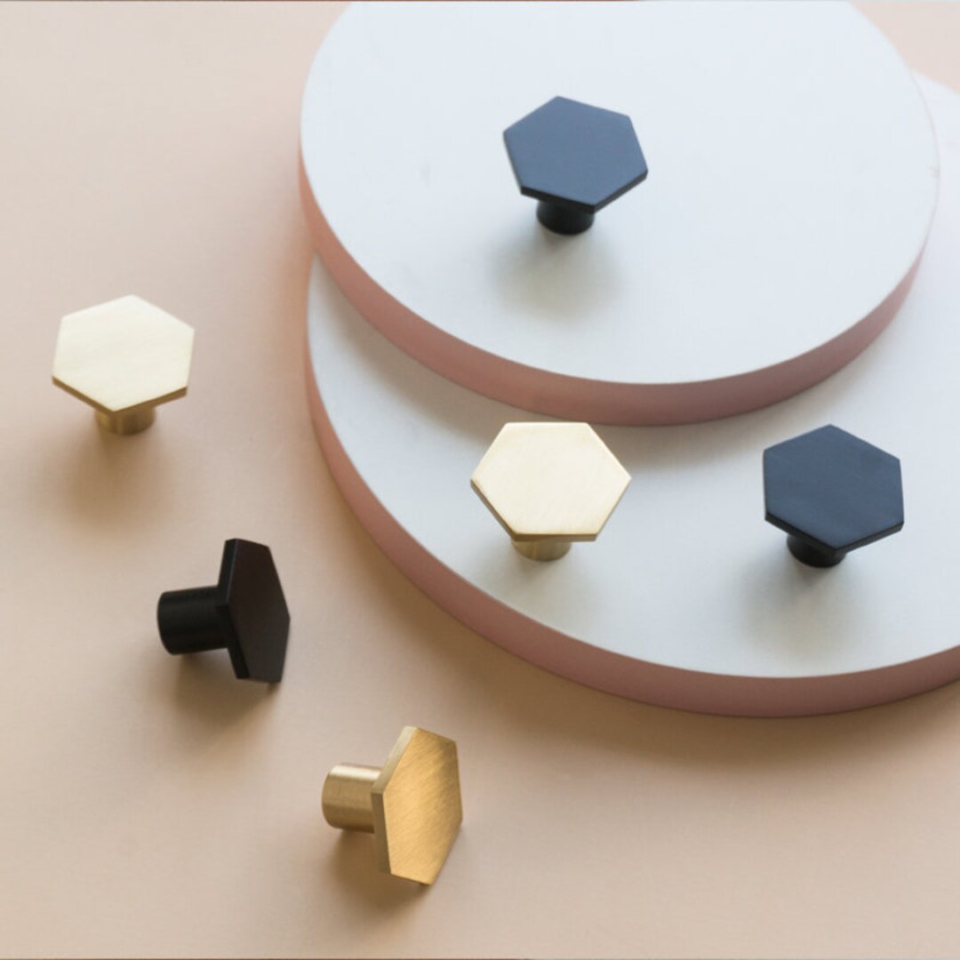 Hexagon Brass Hand Pull/ Entry Way Furniture Woodwork Cabinet Door Knob ...