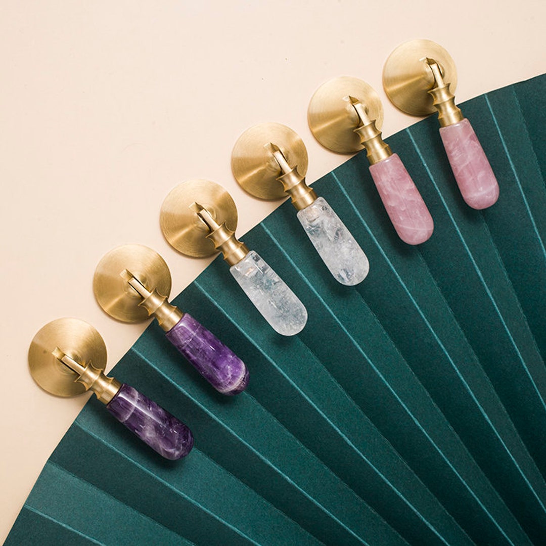 Teardrop Rose & Clear Quartz Crystal Modern Cabinet Pull Knob Handle - Etsy