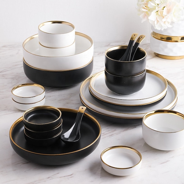 Gold Dinnerware Set - Etsy