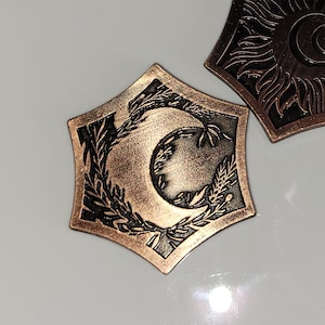 Solid Metal D2 Coin Featuring an a Sun Theme and a Moon Theme | Aged ...