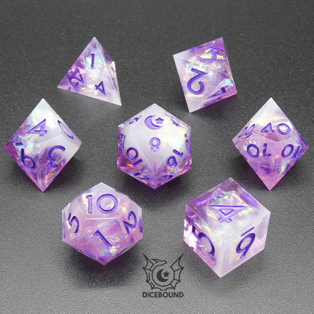 Fable - Handmade RPG Dice Set in a Potion Bottle, Purple and White D&D ...
