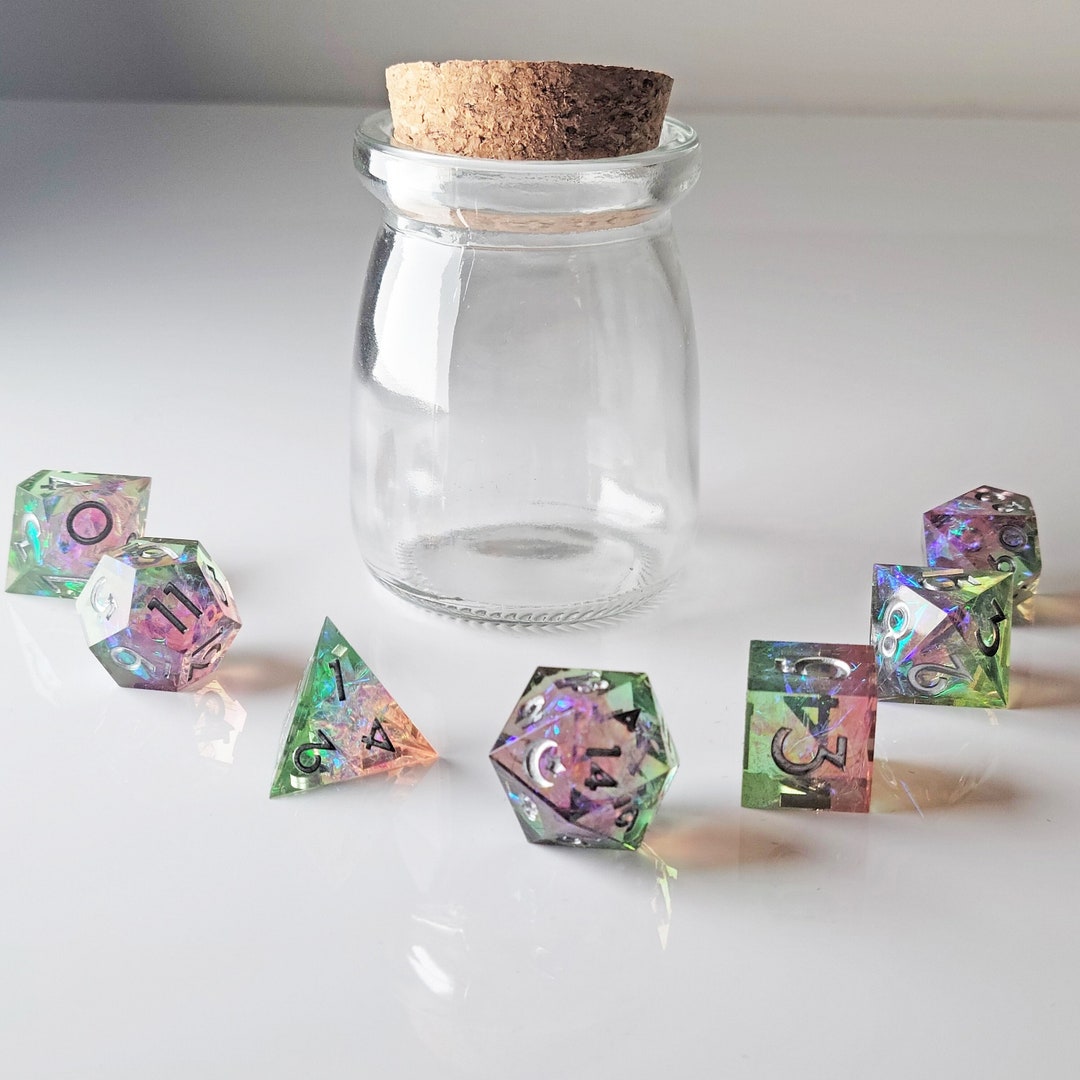 Melody Handmade RPG Dice Set in a Potion Bottle, Teal and Black D&D ...