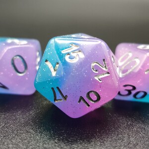 Tropics - Ocean Blue, Purple and Pink Glittery D&D Dice, Dice Set for ...