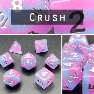 Crush - Pink and Blue Striped Glittery D&D Dice, Polyhedral Dice Set ...