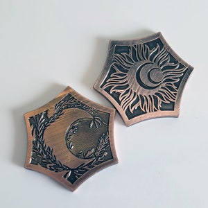 Solid Metal D2 Coin Featuring an a Sun Theme and a Moon Theme | Aged ...