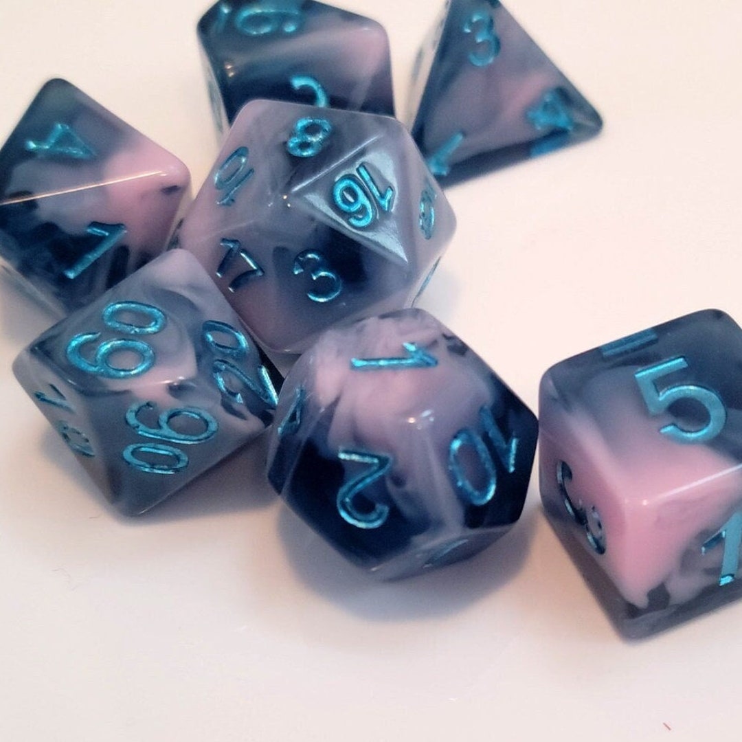 Jellyfish - Pastel Pink and Deep Blue Dnd Dice Set for Dungeons and ...