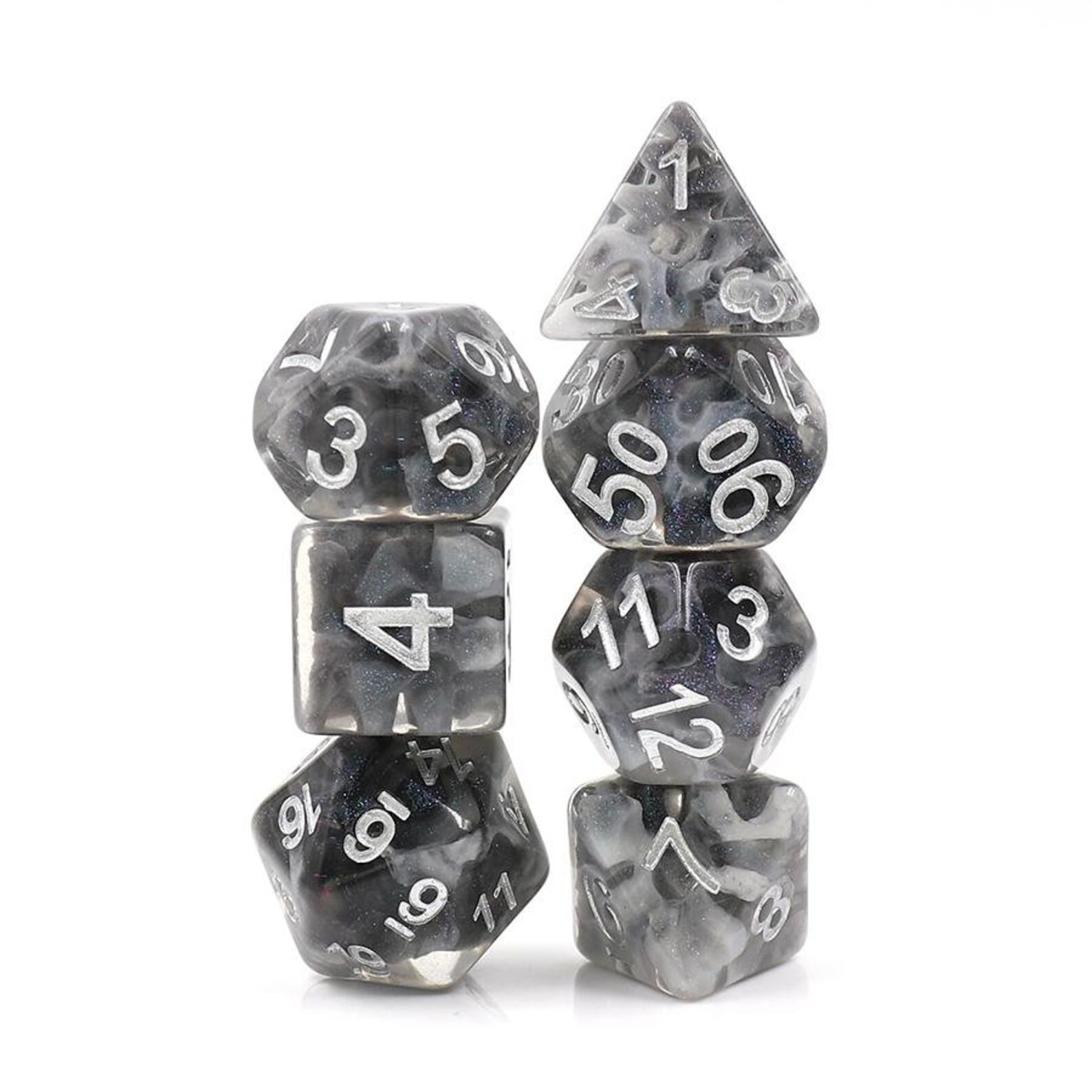 Hex RPG Dice Set Pearly Black and White Swirl 7pc - Etsy