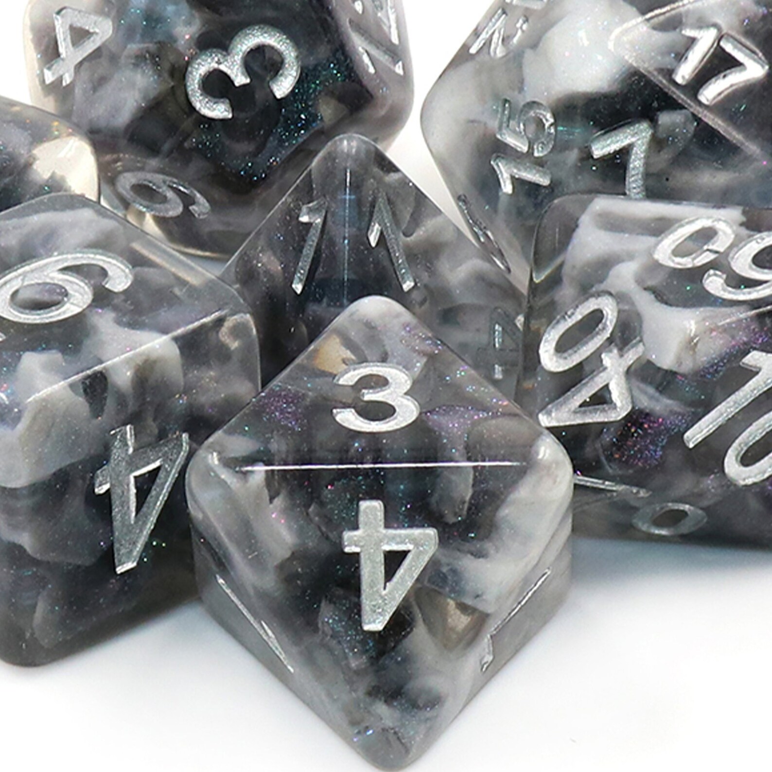 Hex RPG Dice Set Pearly Black and White Swirl 7pc - Etsy