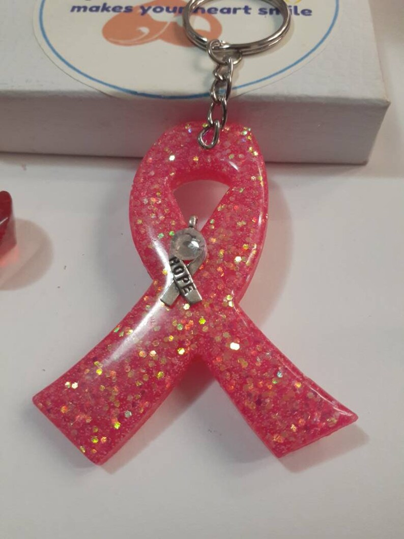 Cancer Awareness Ribbon Resin Keychain. Gift Resin Art - Etsy