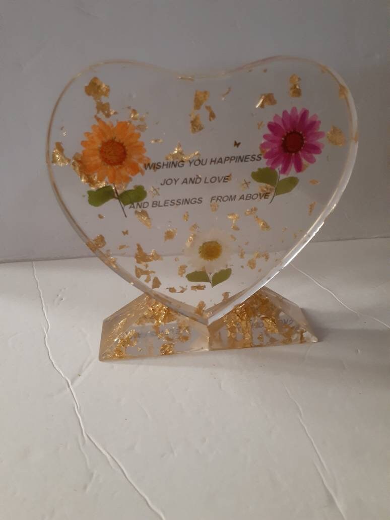 Love Heart Flowered Resin Art. for Wife, Daughter.gift for Friend ...