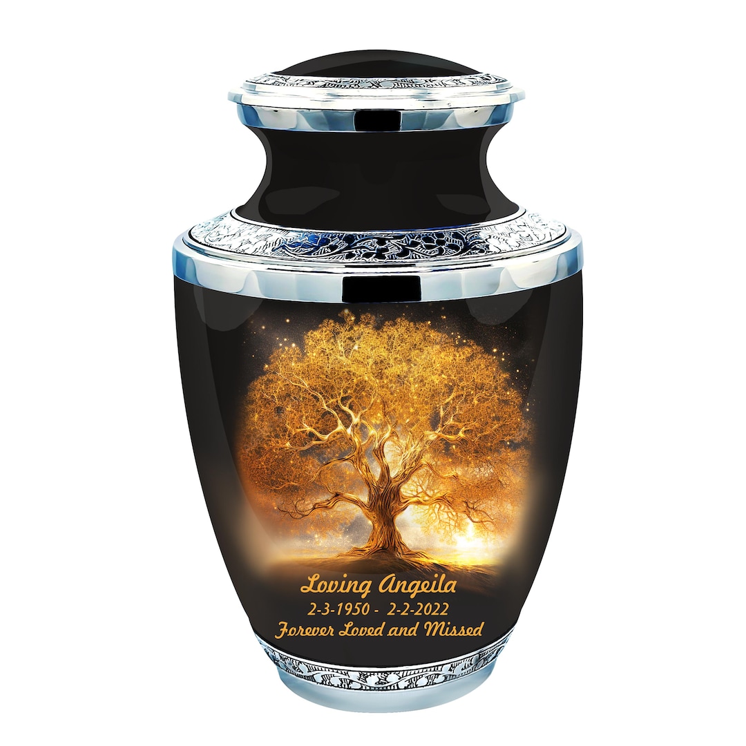 Golden Tree of Life Memorial Urn for Human Ashes, Cremation Urn With ...