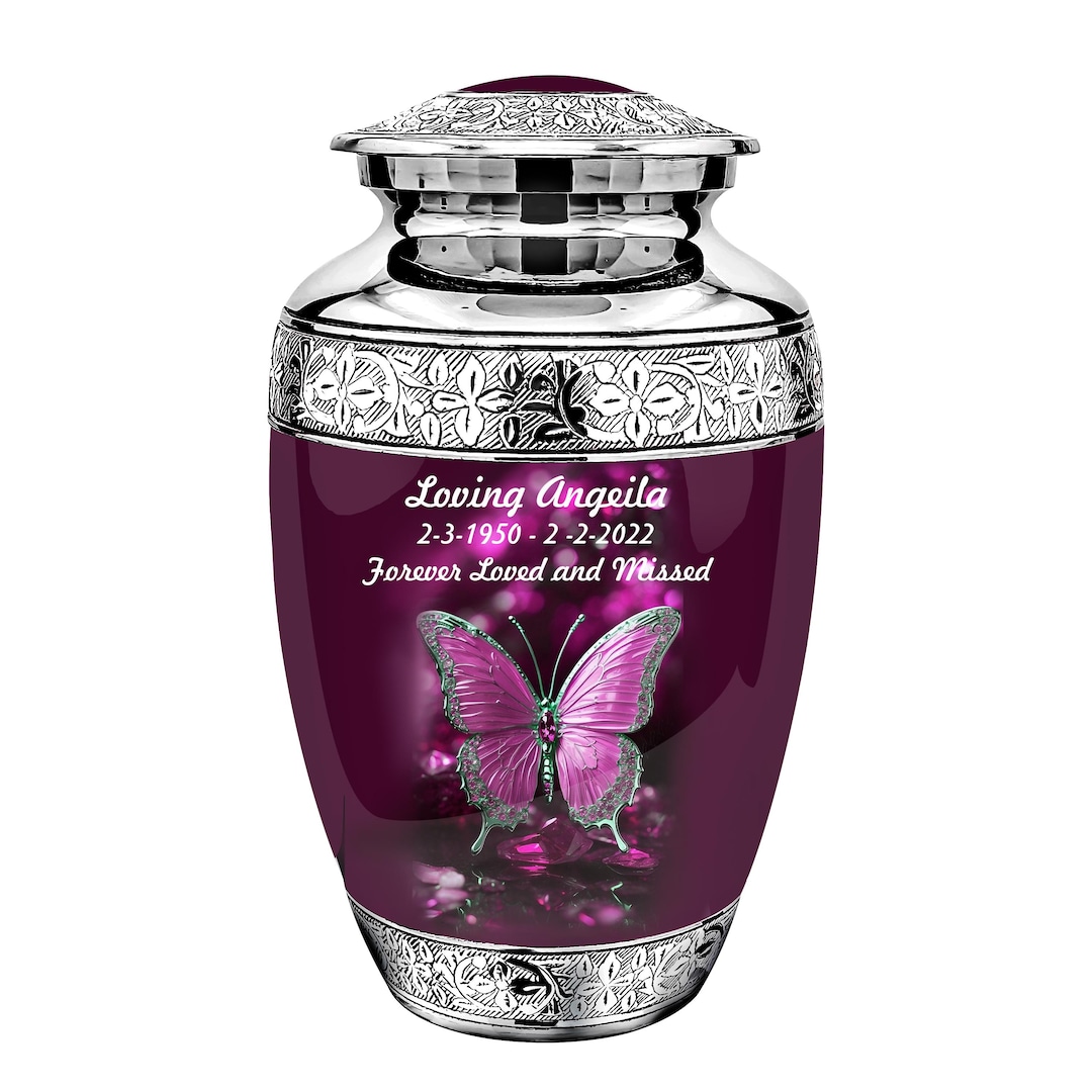 Unique Pink Butterfly Design With Diamonds Cremation Urn for Adult ...