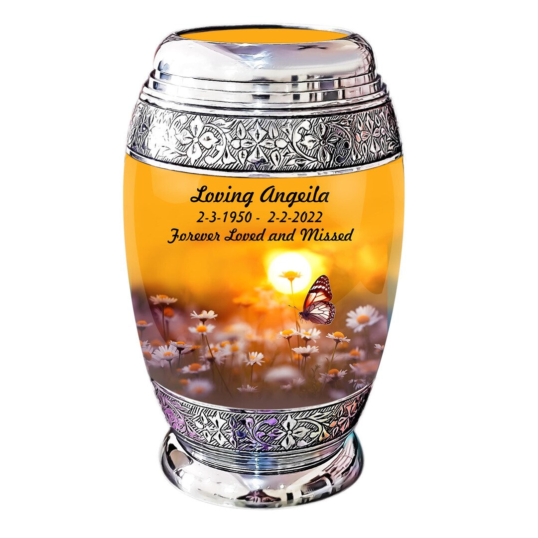 Butterfly and Daisies Cremation Urn for Adults Human Ashes , Majestic ...