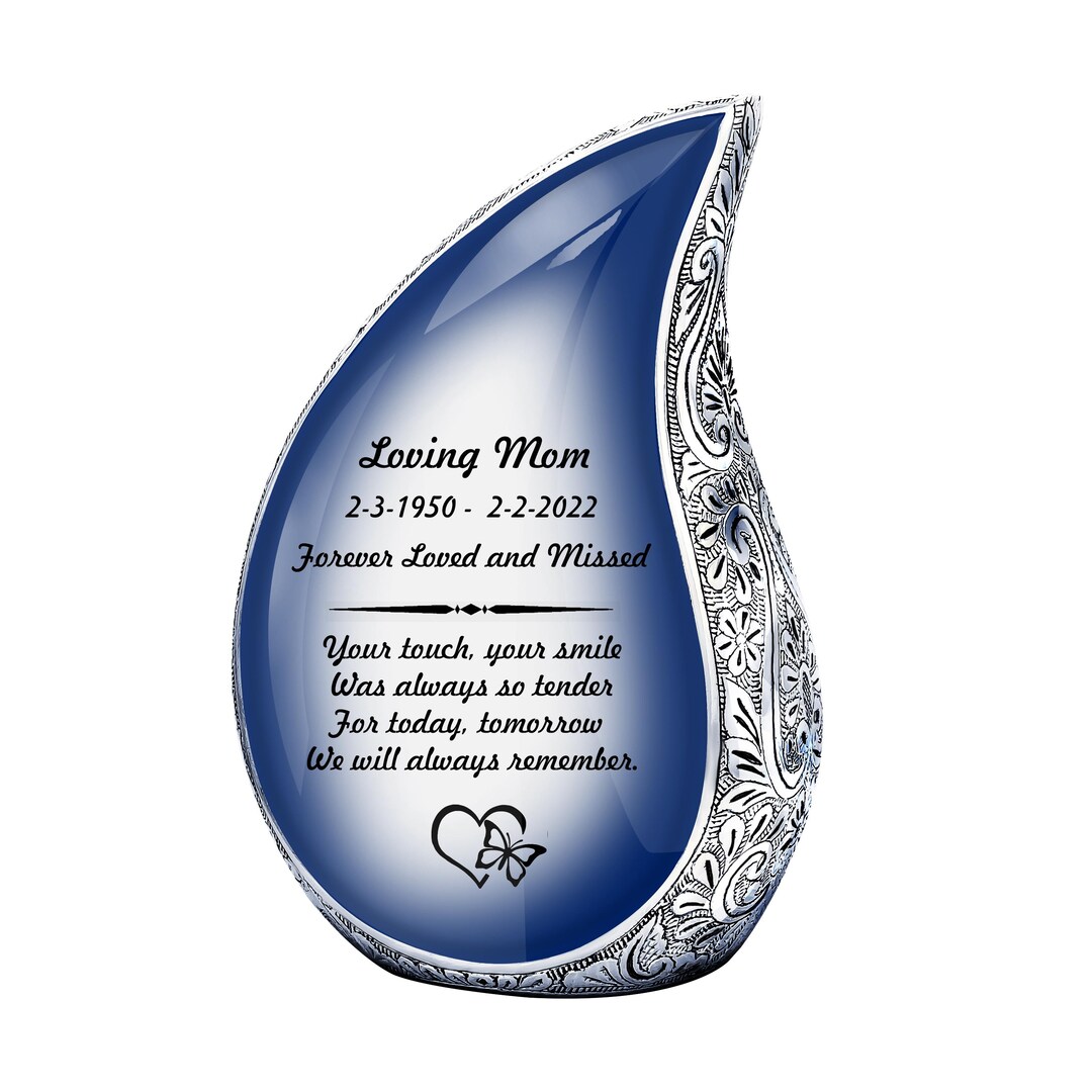 Teardrop Urn Navy for Cremation Ashes, Unique Urn for Human Ashes ...
