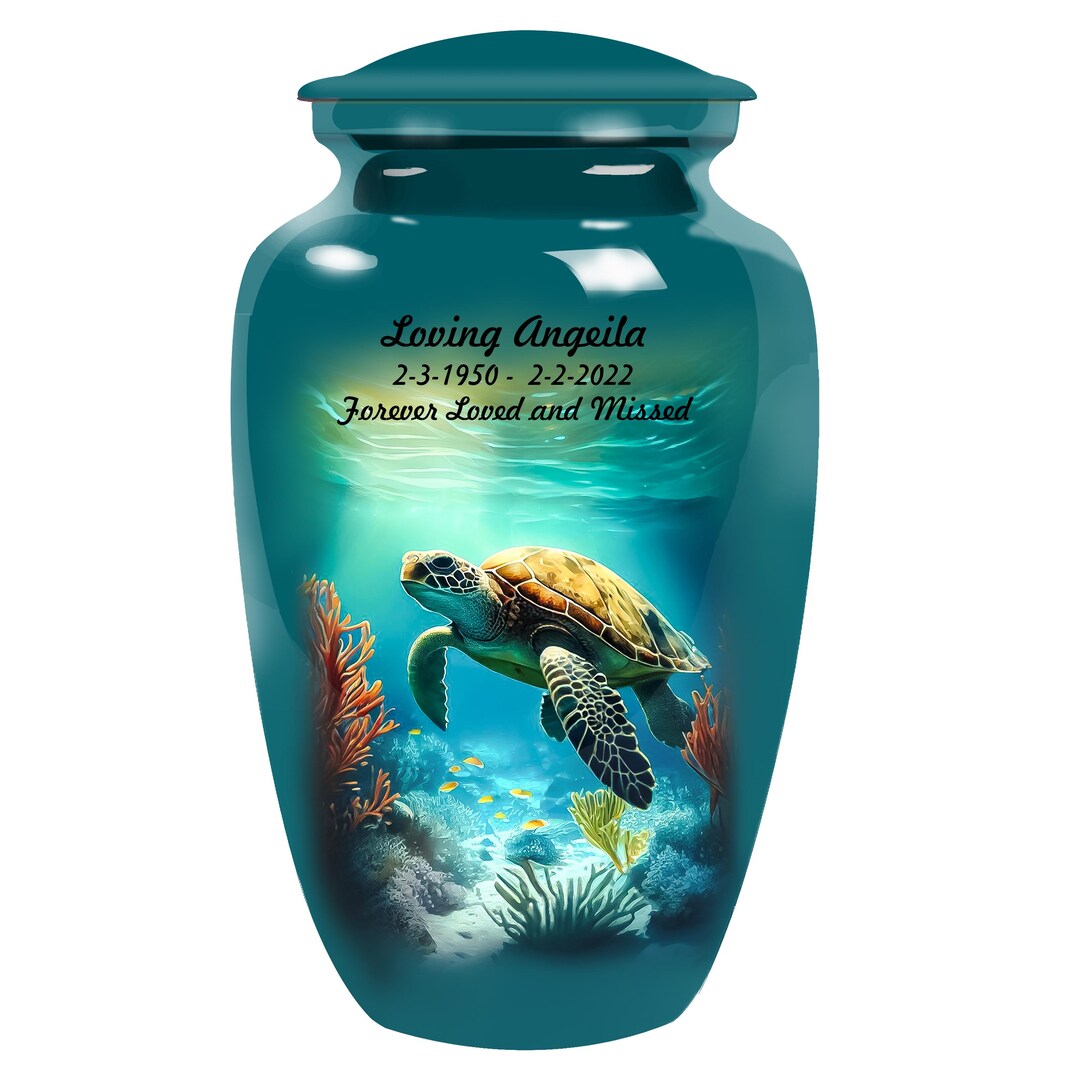 Turtle Underwater Funeral Urn - 10" Adult Cremation Urn, Large & Adult ...