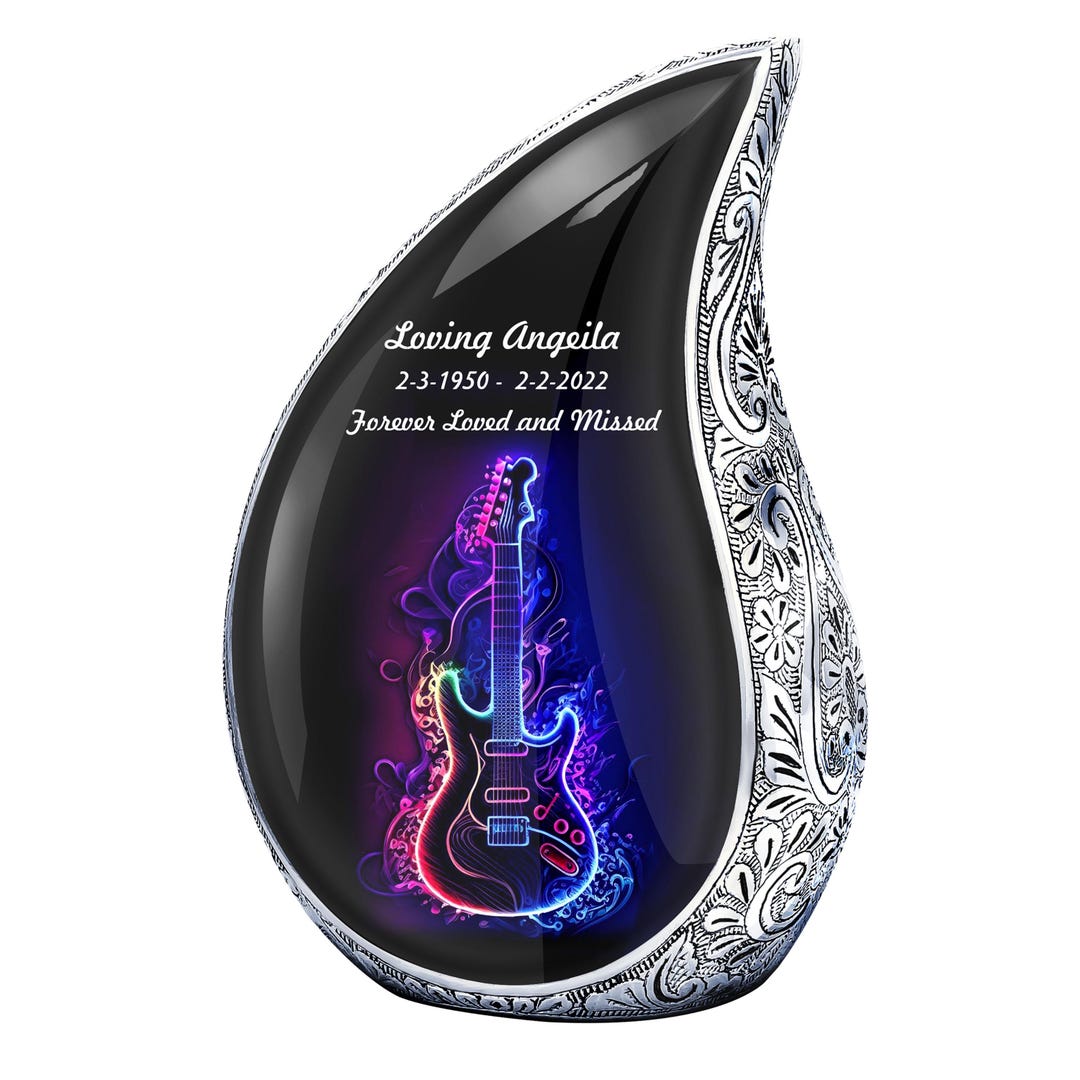 Teardrop Urn Guitar Cremation Urn – Neon Light Guitar Personalized ...