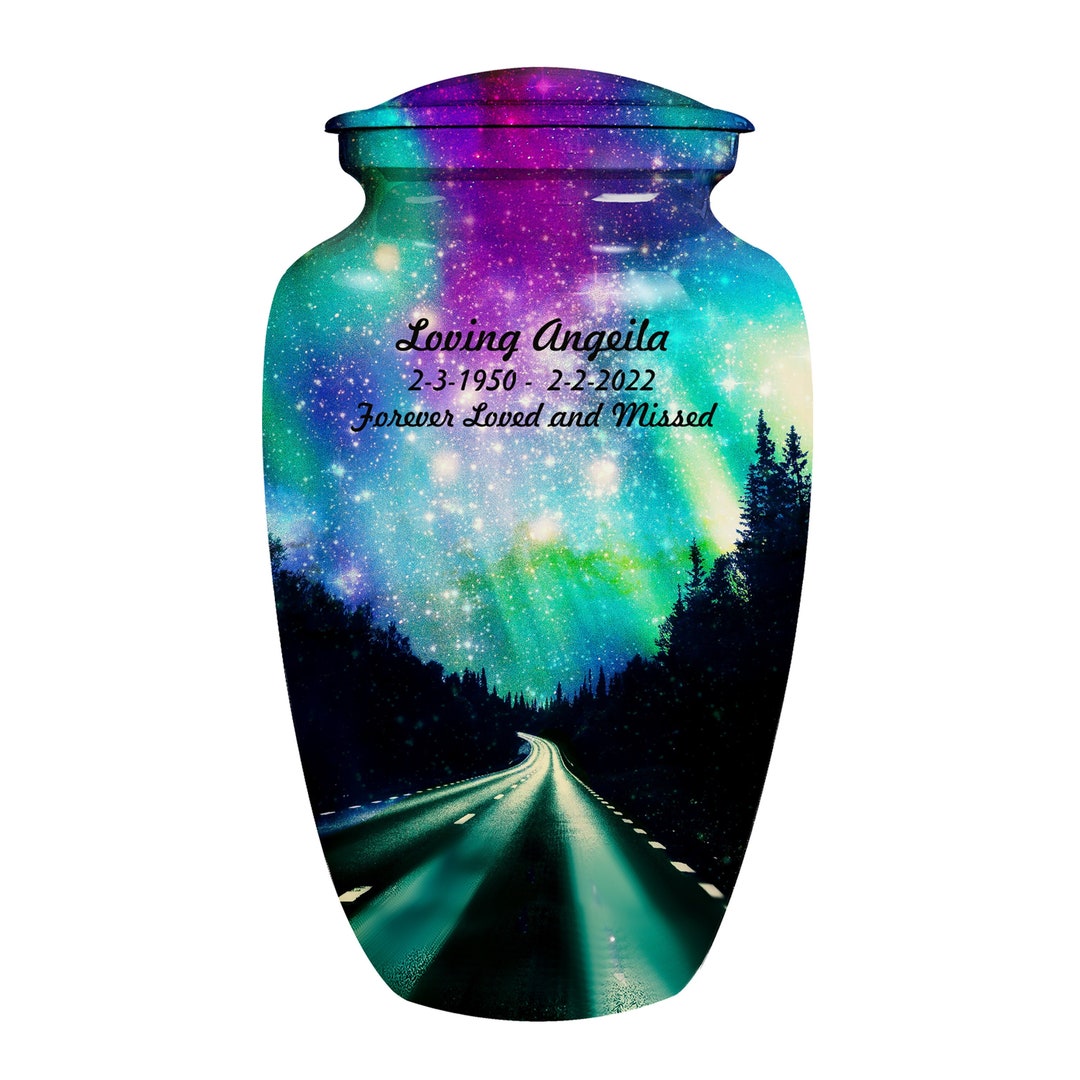 Northern Lights Dream Road Adult Cremation Urn – Urns for Human Ashes ...