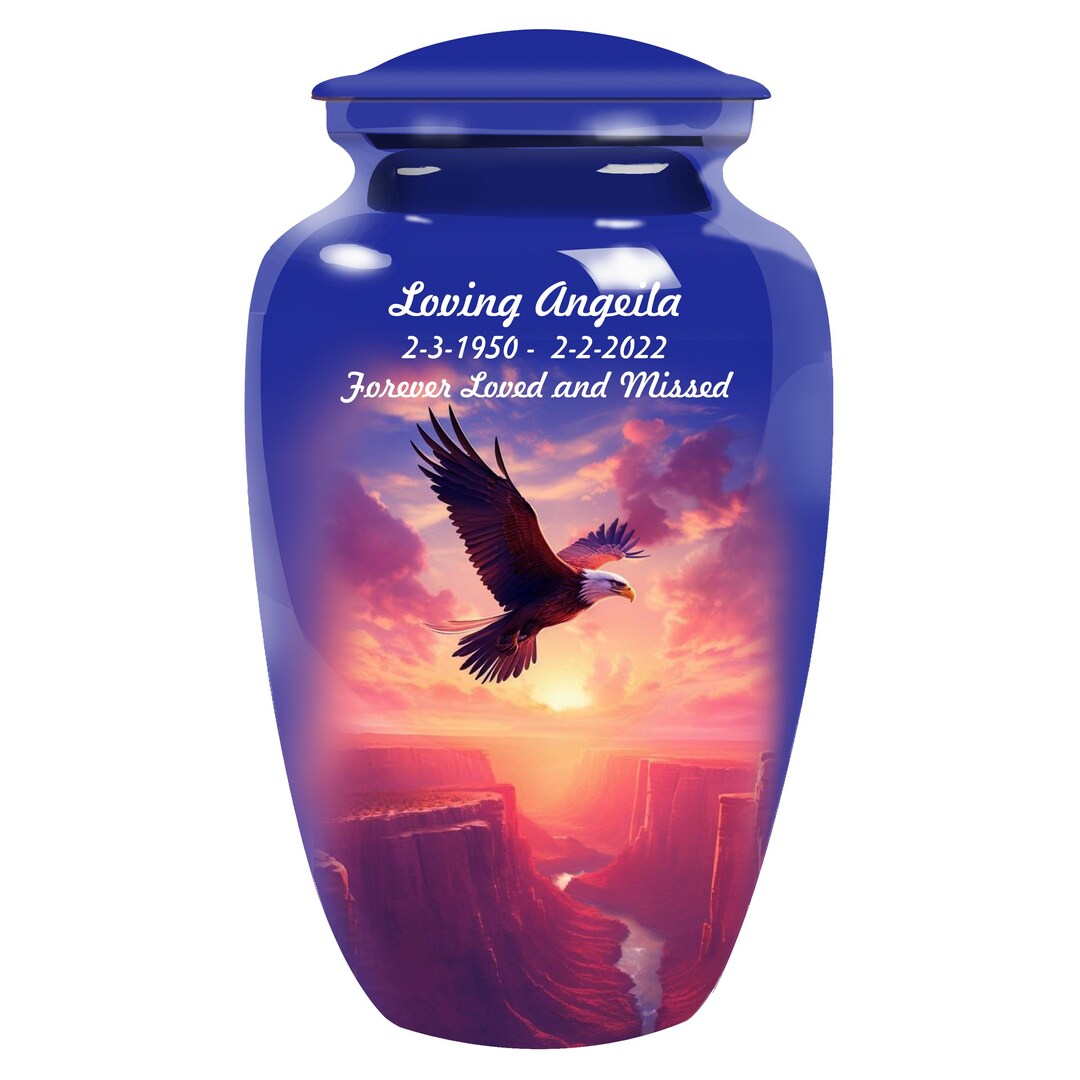 American Bald Eagle Unique Design Metal Urn for Ashes Memorial Display ...