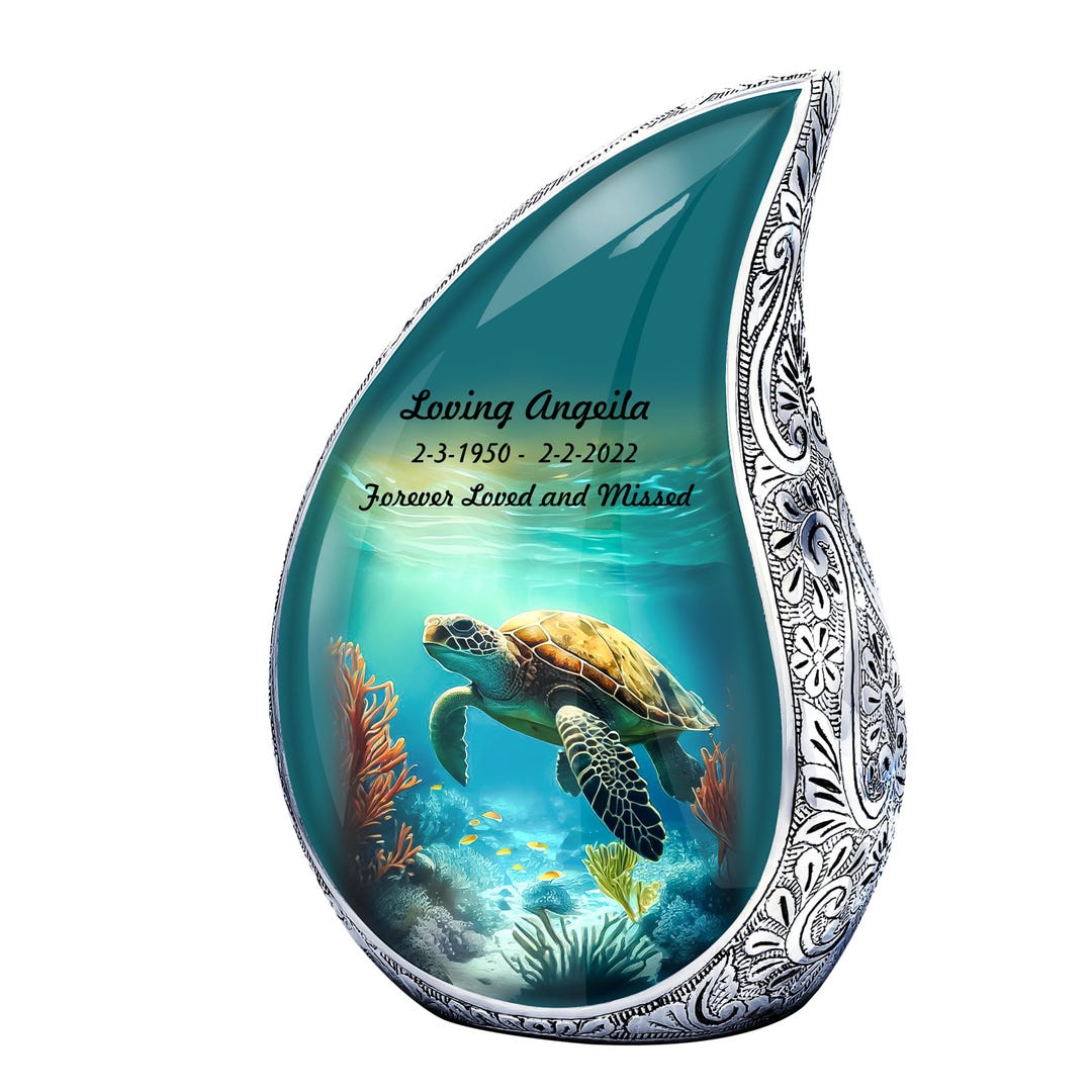 Teardrop Urn, Turtle Underwater Urns for Human Ashes Adult Female Mom ...