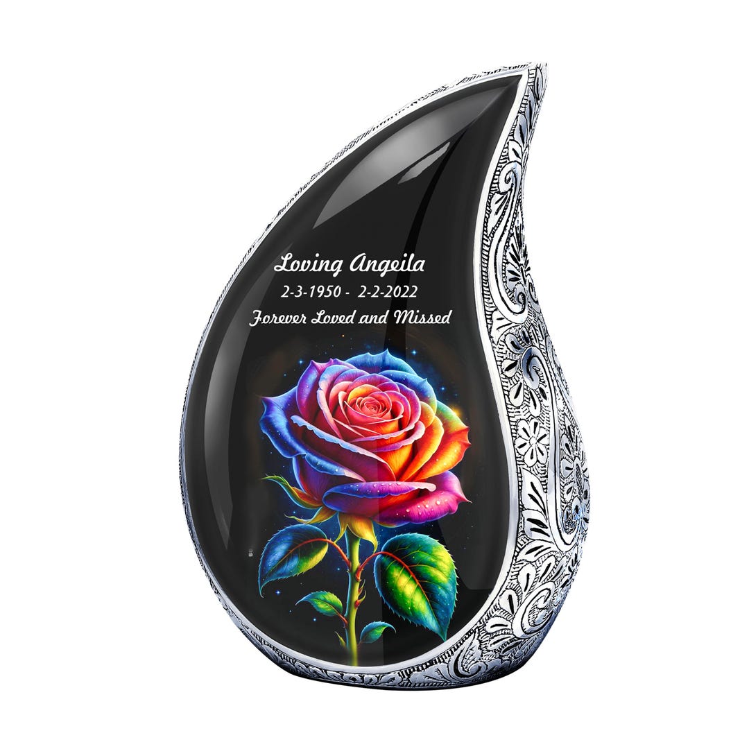 Teardrop Urn, Rainbow Rose Urn Symbolizing Memorial Urn for Adult Human ...