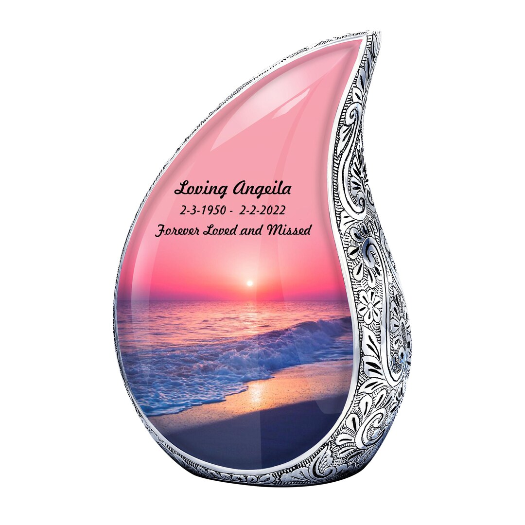 Teardrop Urn, Sunset Beach Memorial Urn for Human Ashes, 10" Cremation ...