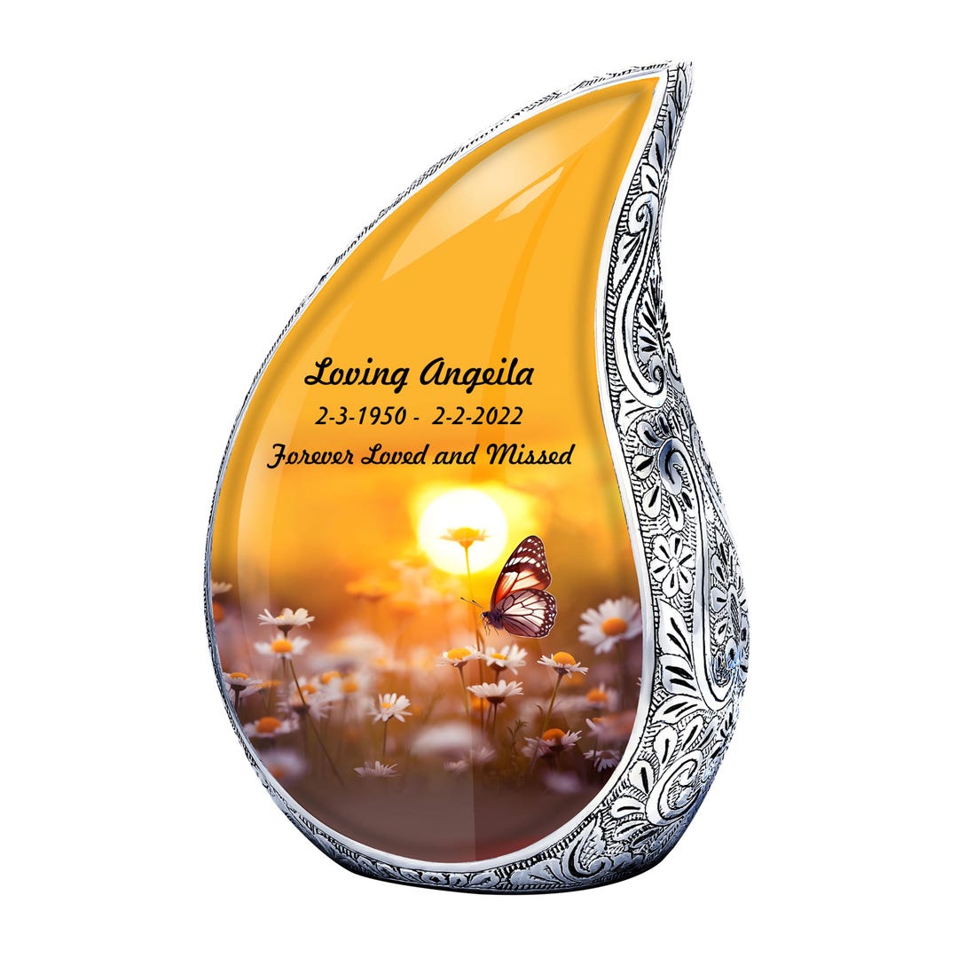 Teardrop Cremation Urn Memorial Human Remains With Butterfly and ...